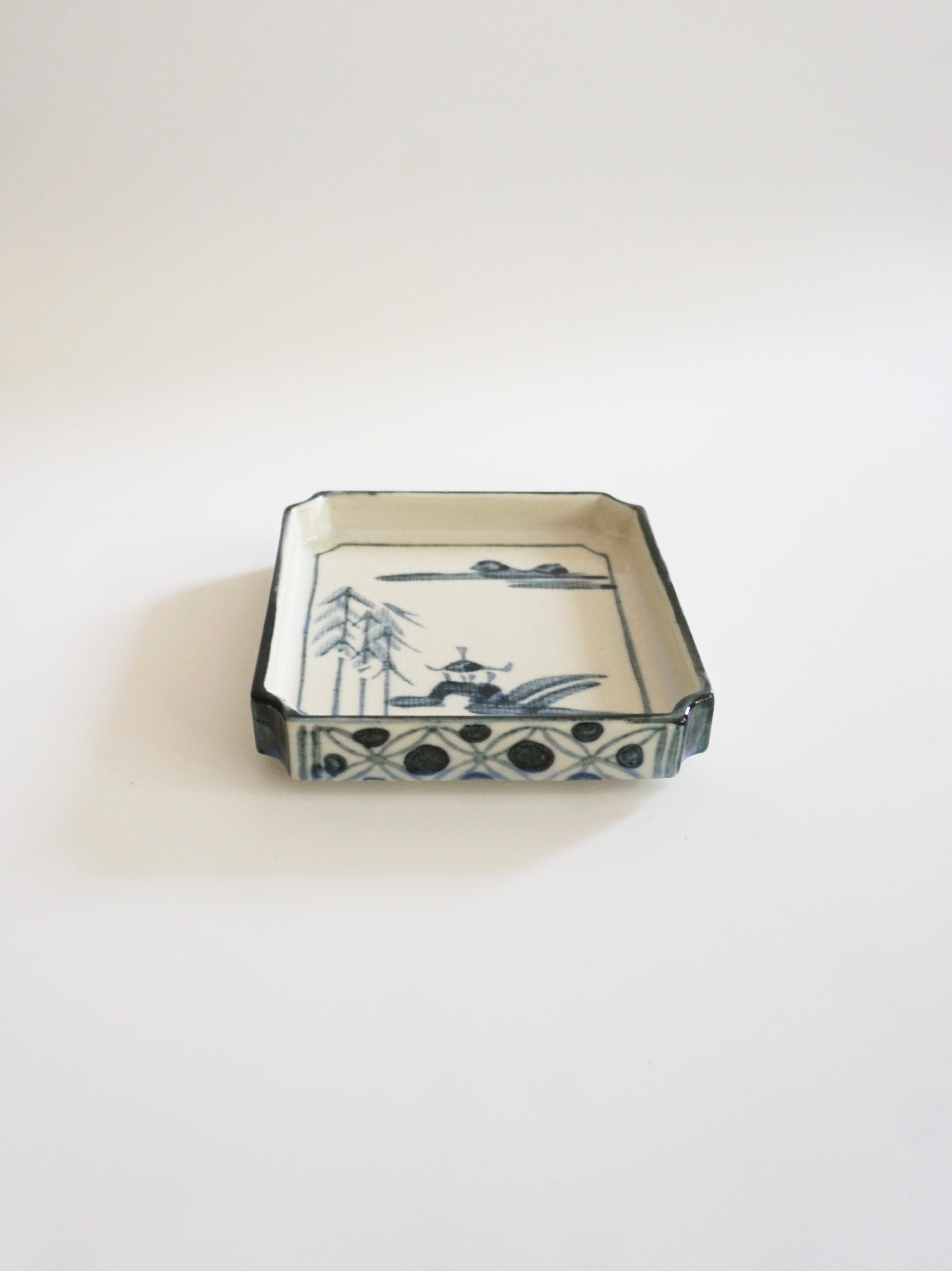 Small Square Plate – Hand-Painted Landscape | Vintage Japanese ...